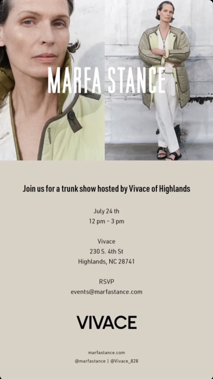Vivace Marfa Stance Trunk Show in Highlands - The Scout Guide